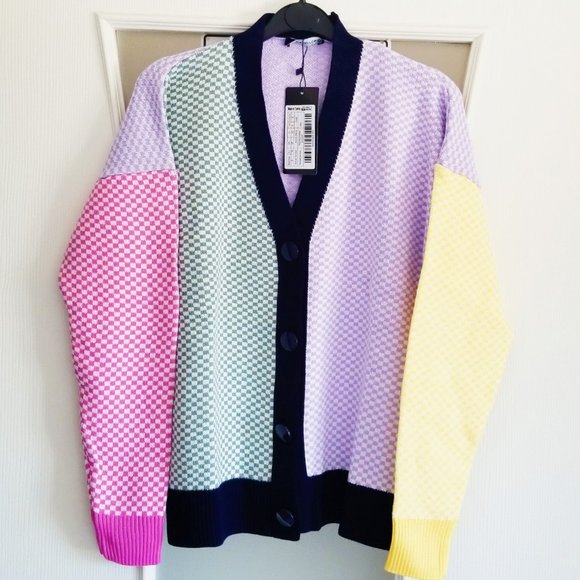 Sweaters | Pastel Kawaii Multicolor Patchwork Cardigan | Poshmark